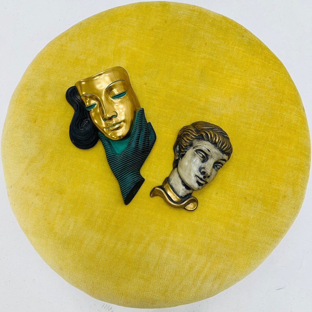Mid Century German Handarbeit Achatite Victorian Man and Woman Wall ...