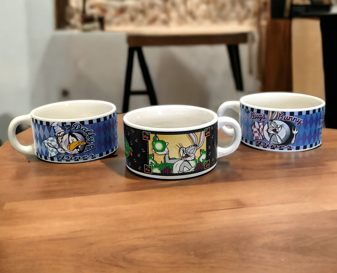 Looney Tunes Diner-style Soup Mugs Feat. Bugs Bunny, Daffy Duck, and ...