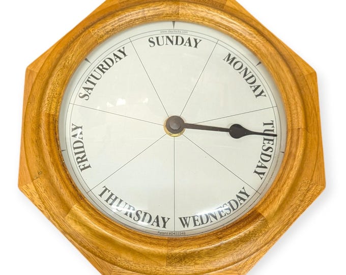 Day Clock Oak Octagon Wall Clock Day of Week 9.5" Tested Working - Etsy