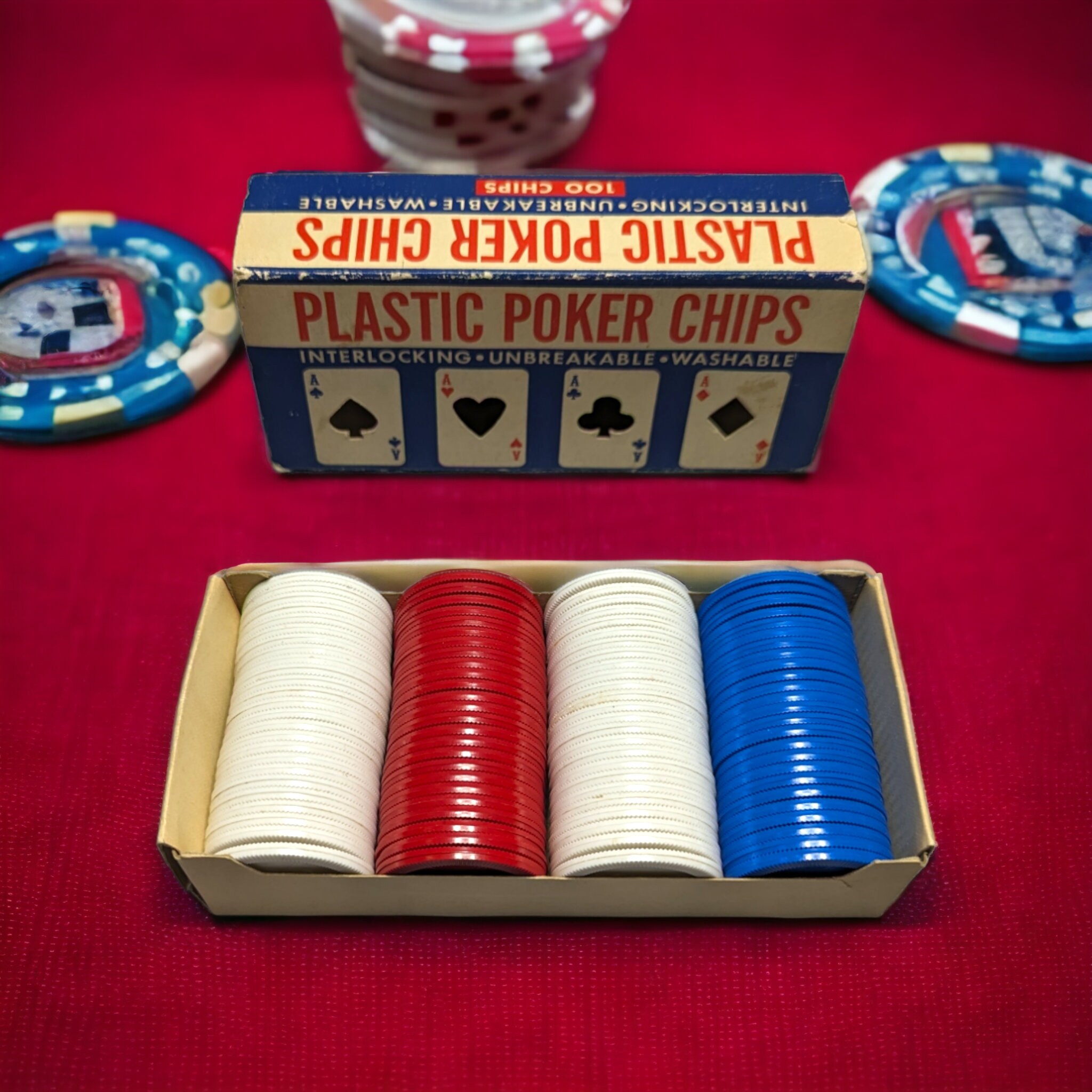 Ace Plastic Poker Chips — 100 Vintage Poker Card Game Chips - Etsy