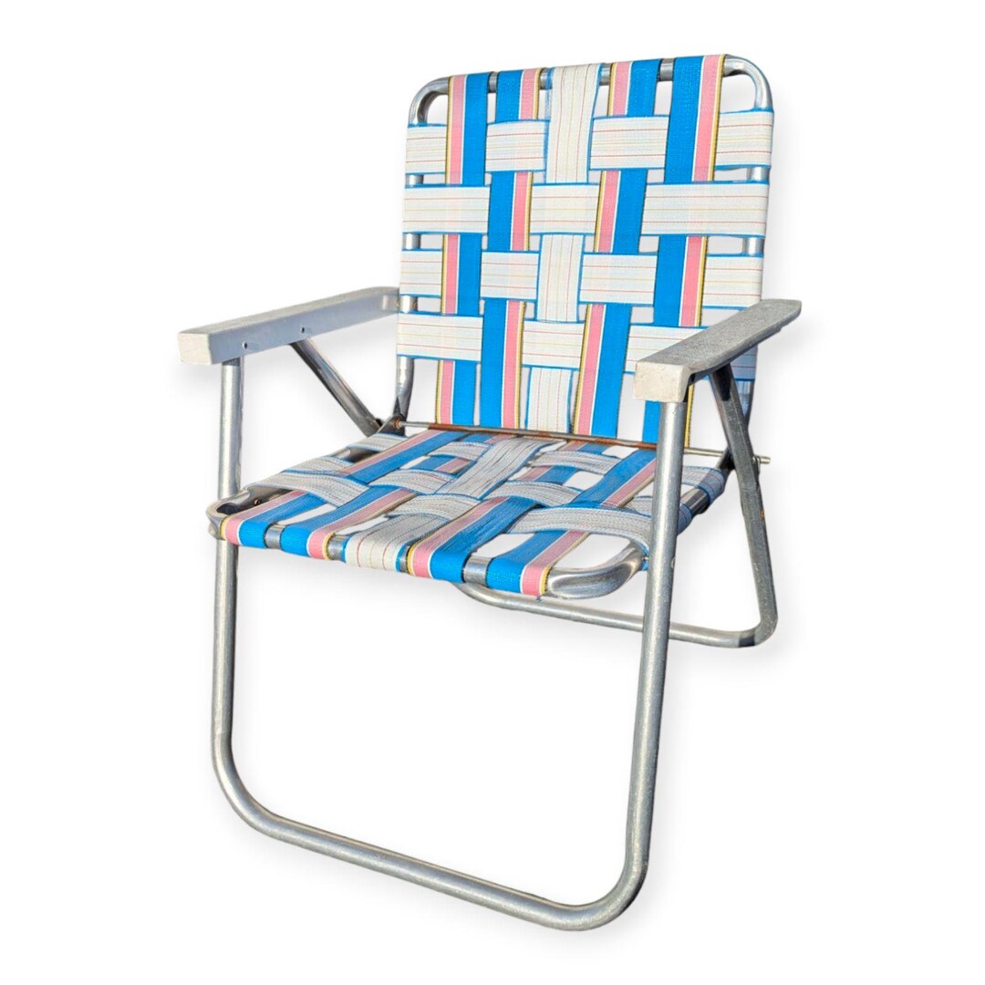 Folding Aluminum Webbed Patio Lawn Chair - White, Blue, Red With White ...