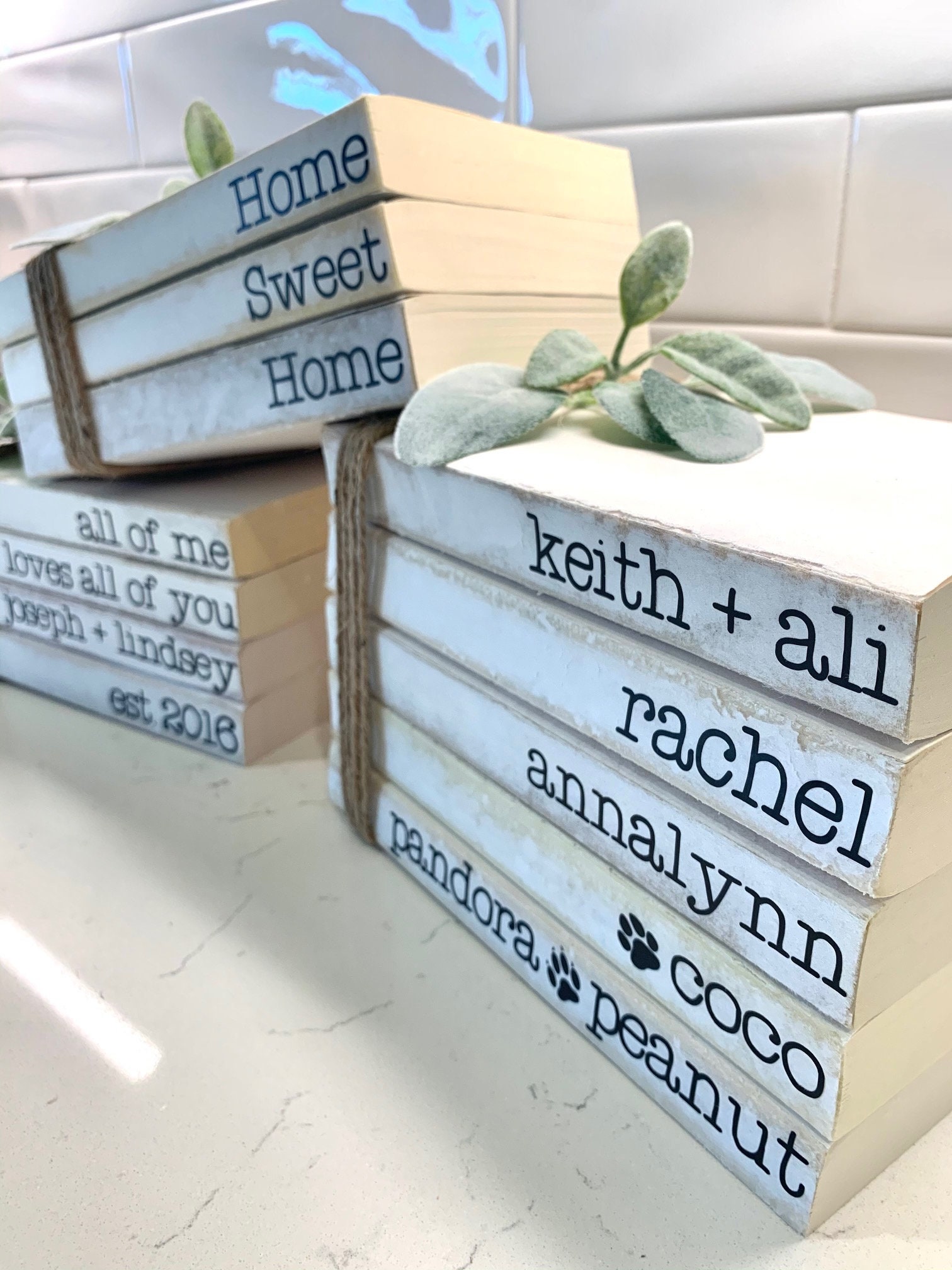 Customized Distressed Stack of Books Housewarming Gift | Etsy