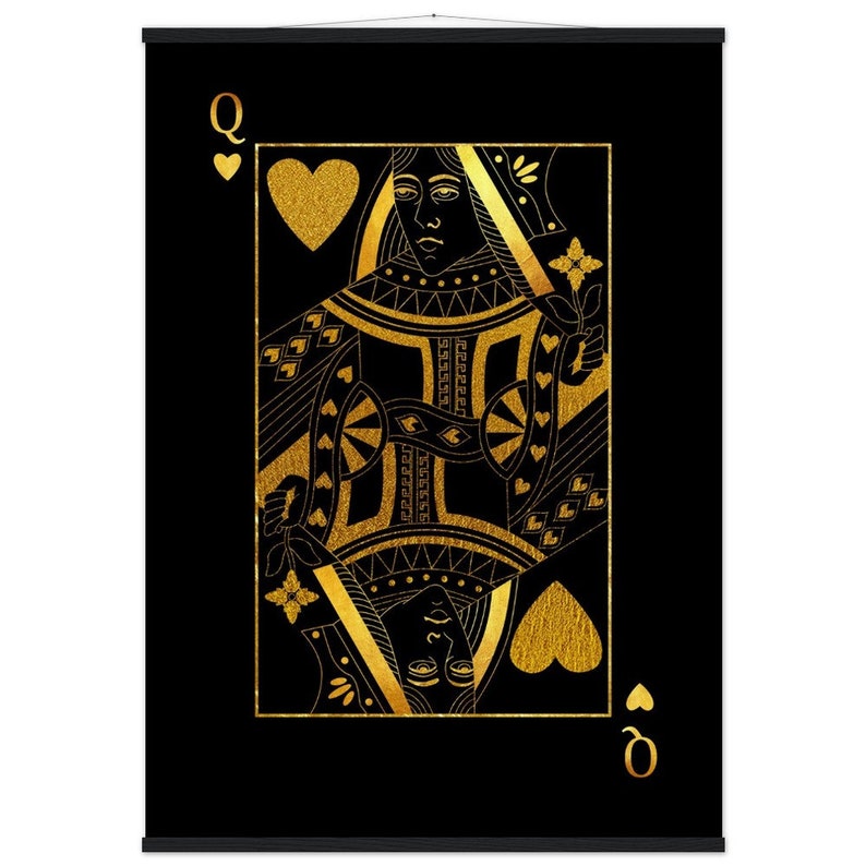 POSTER With HANGER Gold Queen of Hearts the Perfect Wall Art for Your ...