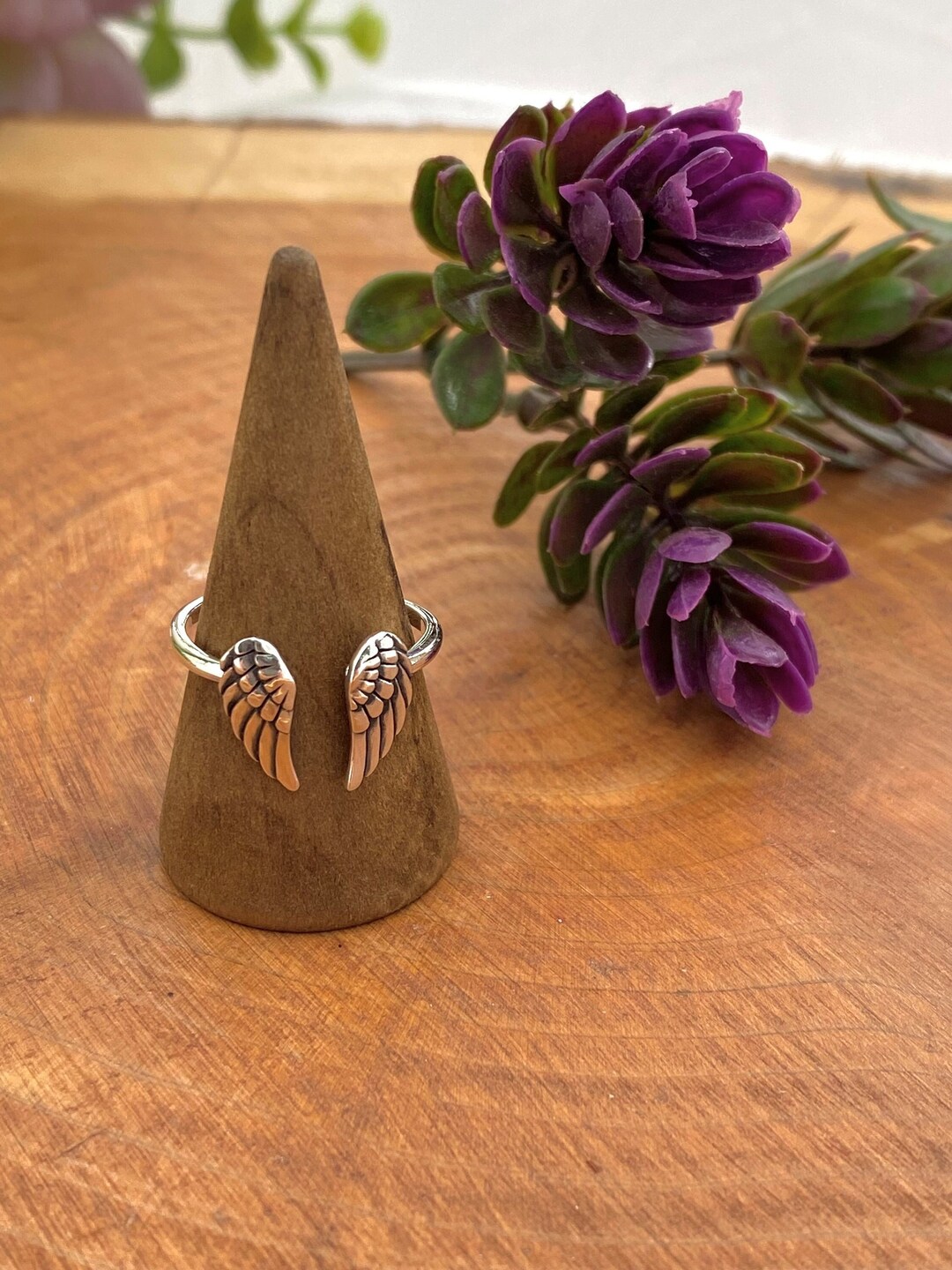 Ring Angel Wings, Adjustable Ring, Sterling Silver Ring, Catholic ...