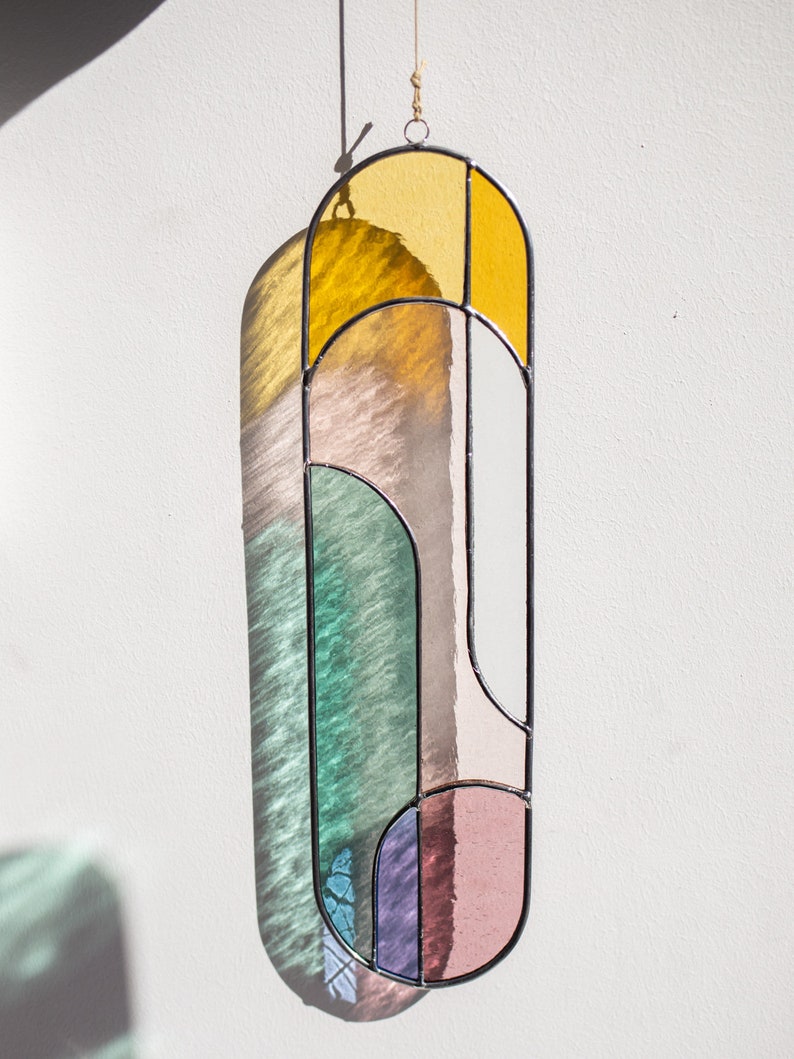 Modern Stained Glass Suncatcher 13x3,5 Inch , Window Decoration, Glass ...