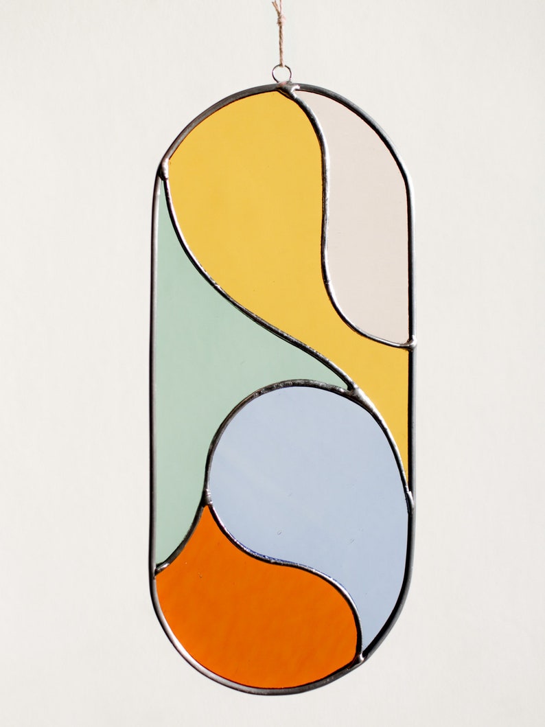 Abstract Stained Glass Suncatcher Window Decor Glass Wall - Etsy