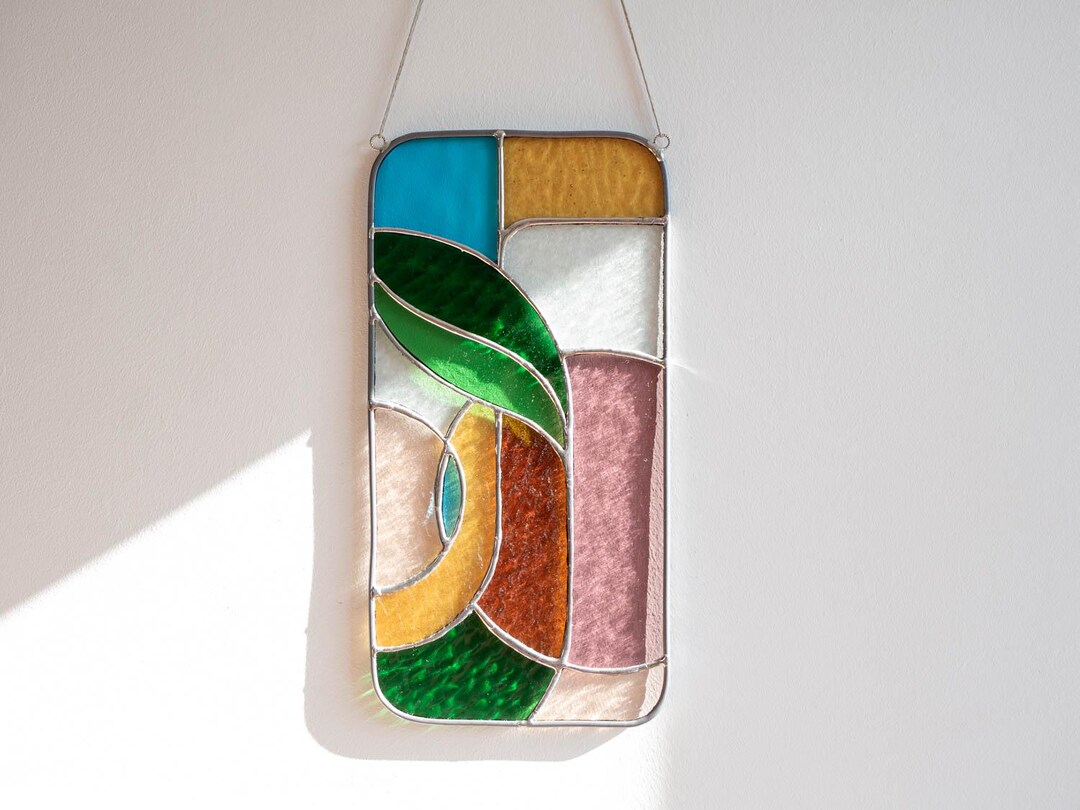 Multicolor Stained Glass Window Hangings 11x5 Inch, Modern Suncatcher ...