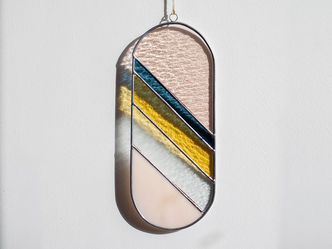 Stained Glass Window Hangings 11,5x4 Inch, Modern Suncatcher, Glass ...