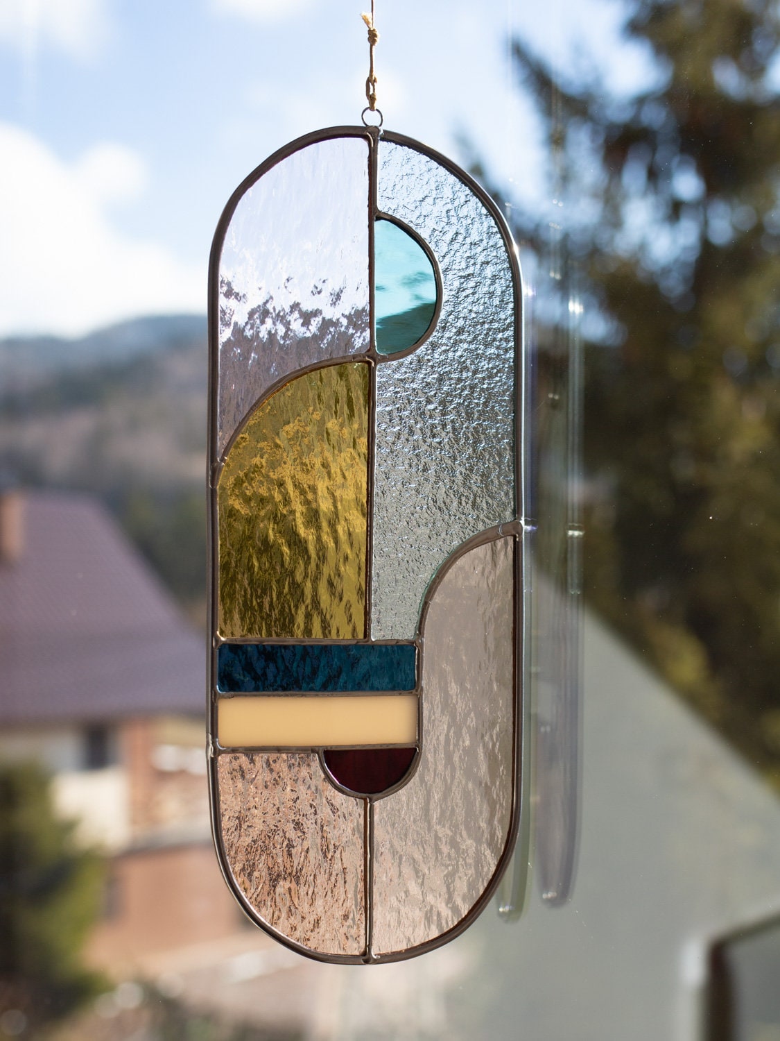 Stained Glass Window Hangings, Modern Suncatcher, Glass Wall Hanging - Etsy