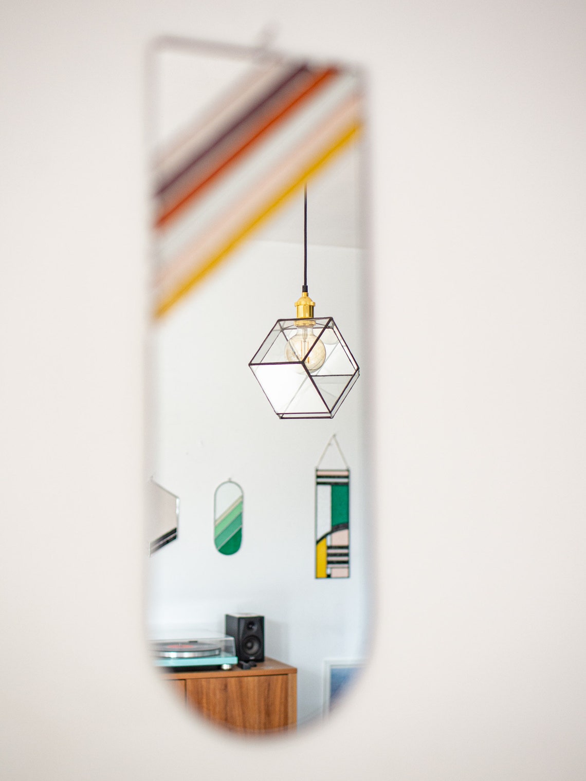 Stained Glass Mirror, 70s Style, Modern Mirror, Boho Wall Hanging - Etsy