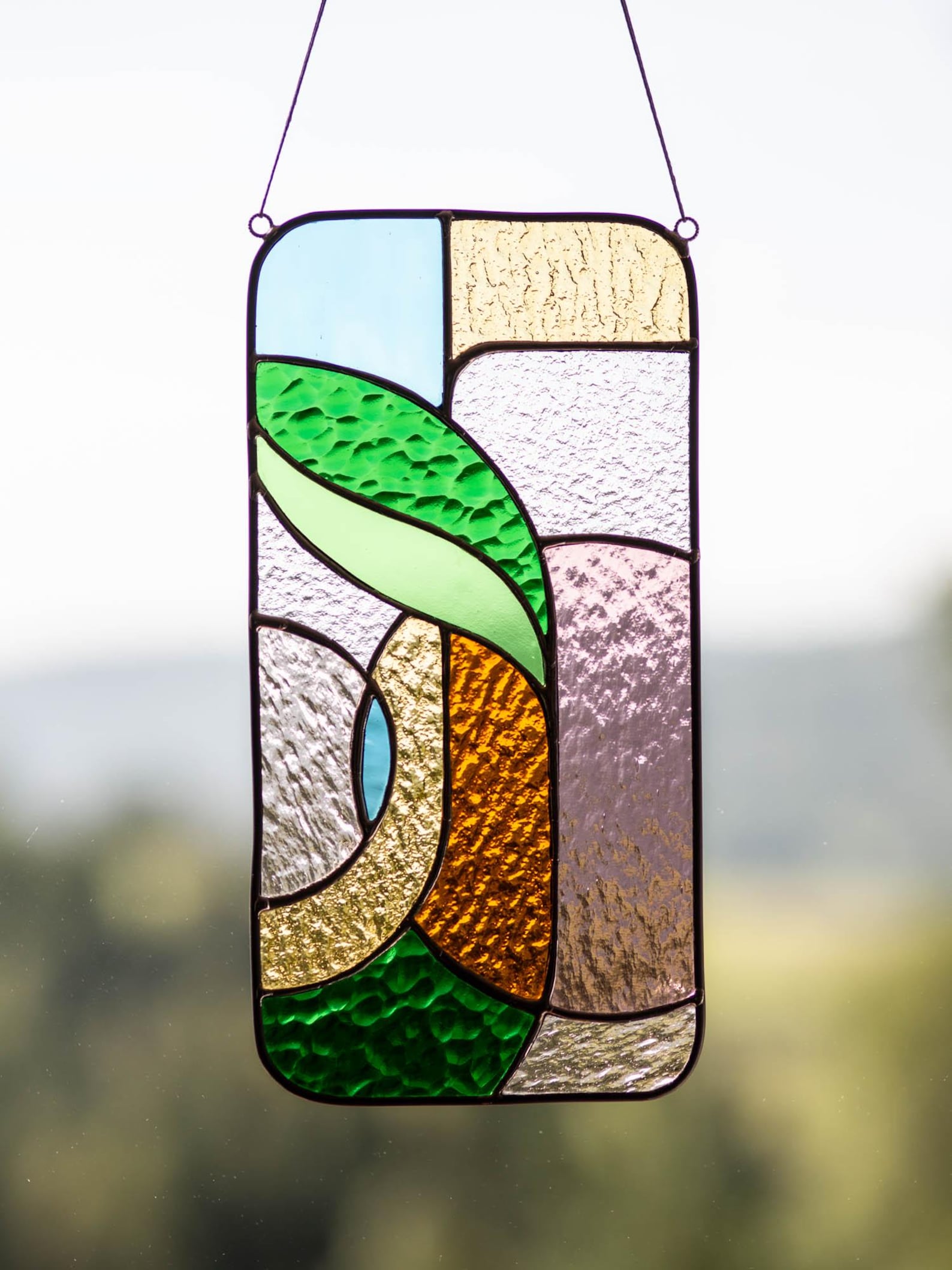 Multicolor Stained Glass Window Hangings 11x5 Inch, Modern Suncatcher ...