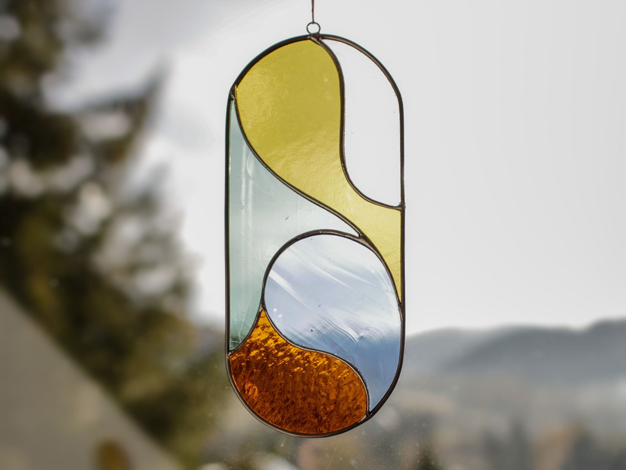 Abstract Stained Glass Suncatcher Window Decor Glass Wall - Etsy