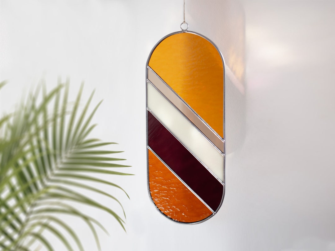 Stained Glass Window Hangings, 11x4 Inch, Modern Suncatcher, Glass Wall ...