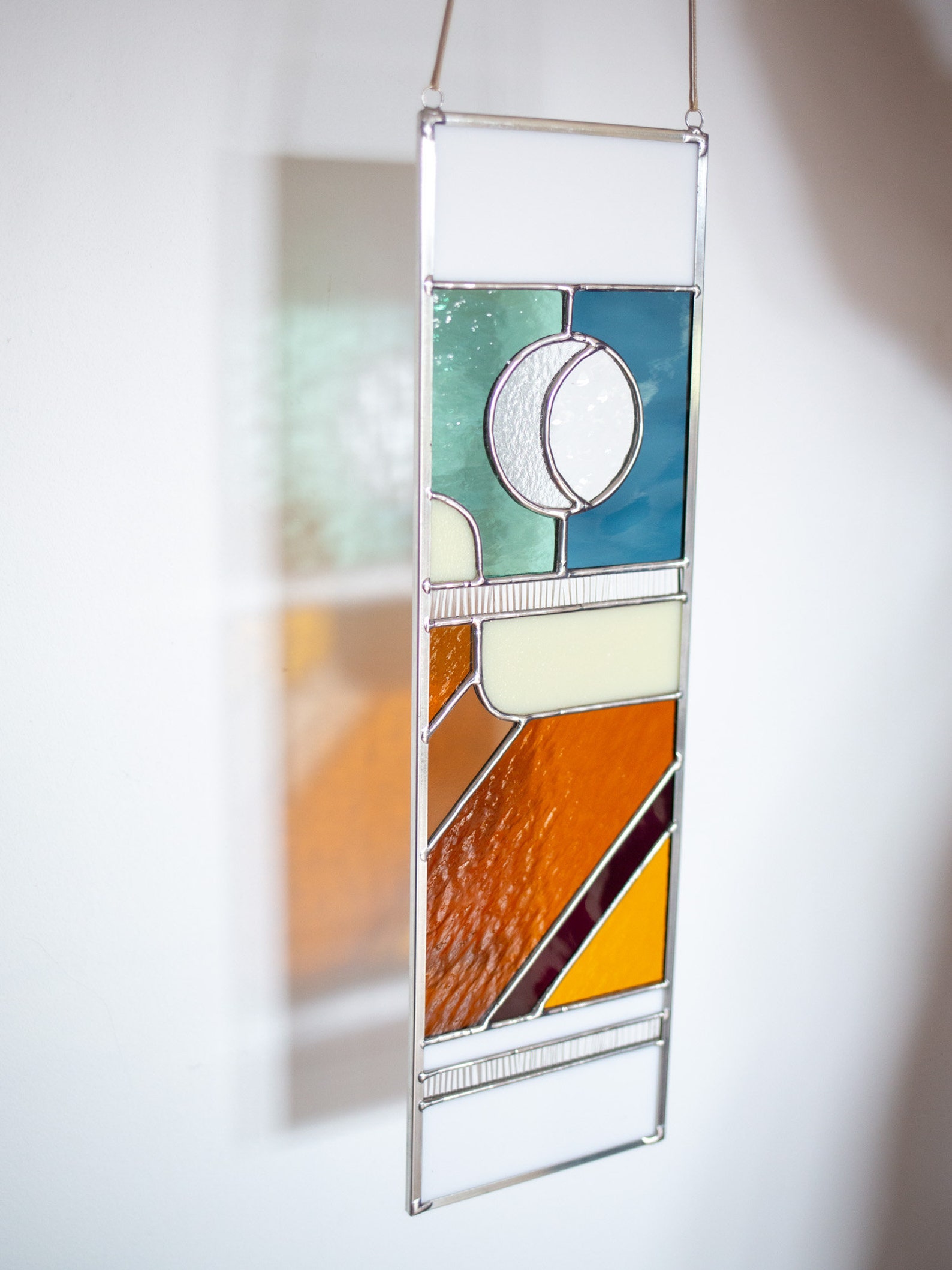 Stained Glass Boho Suncatcher Crescent Moon Window Decor - Etsy