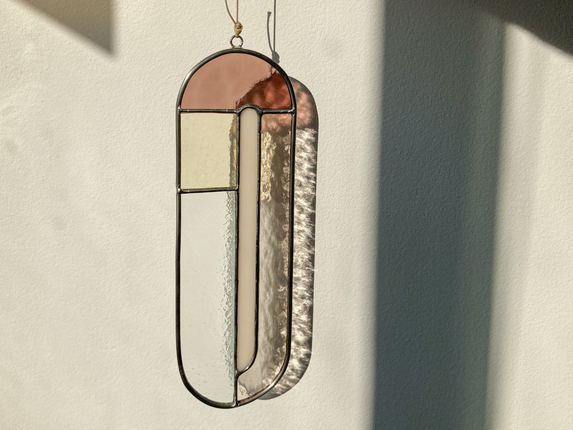 Modern Stained Glass Suncatcher in Subdued Colors Window - Etsy