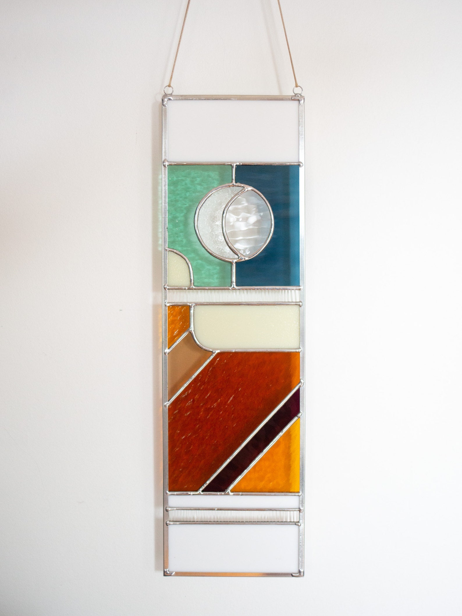 Stained Glass Boho Suncatcher Crescent Moon Window Decor - Etsy