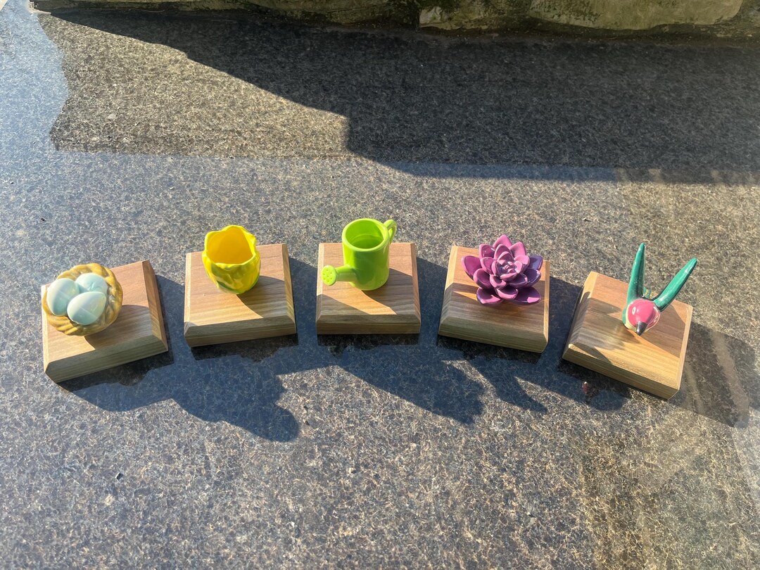 Nora Fleming Mini Display Holder Set of 5 | Continuous Walnut Wood ...