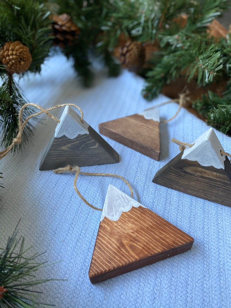 Wooden Mountain Christmas Tree Ornament / Wood Mountain Ornament ...