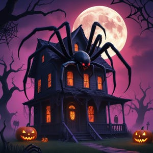 Haunted House & Spider Halloween Clipart – Spooky Gothic PNG for ...