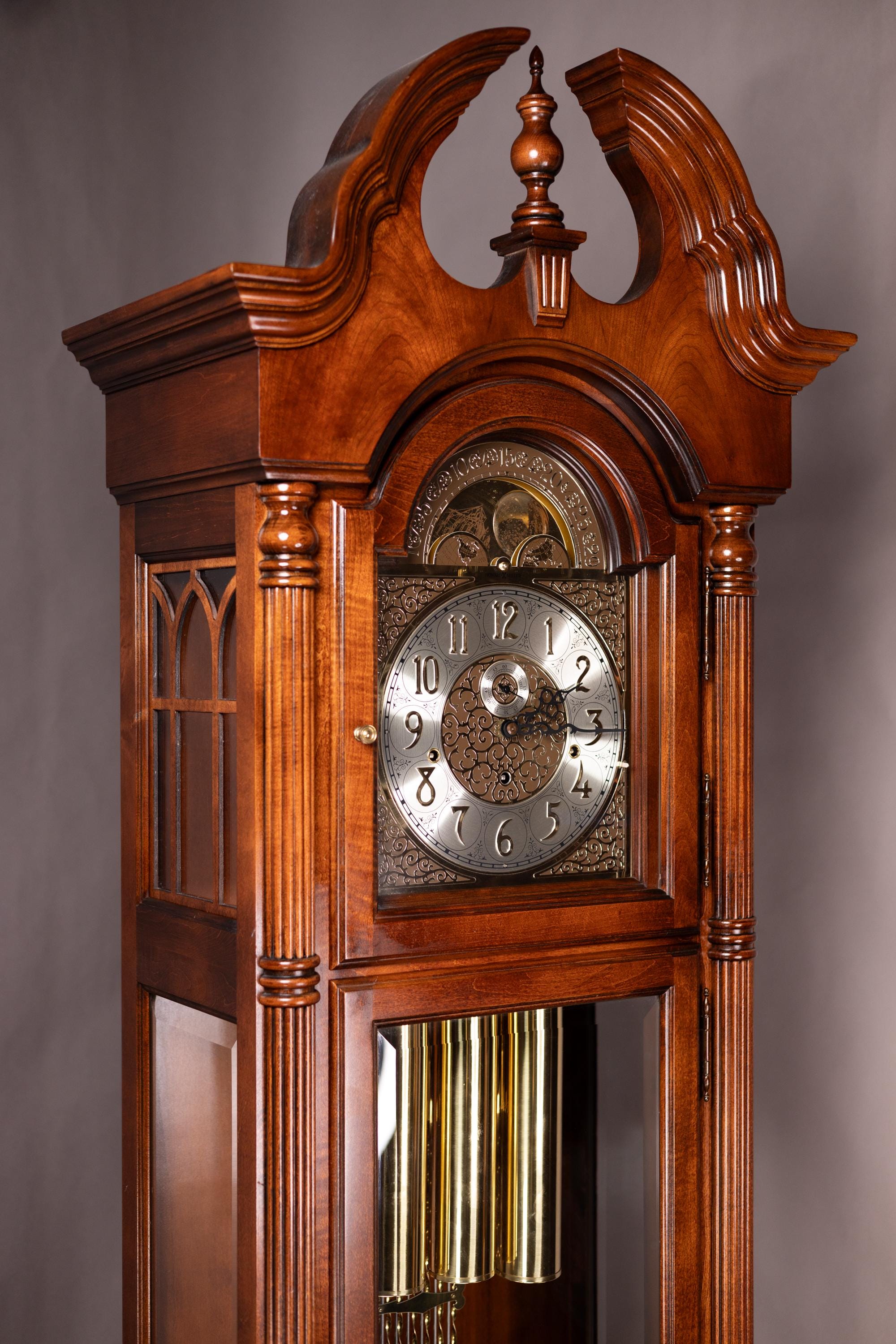 Howard Miller Grandfather Clock | Cherry Finish, Moon Dial, Triple ...