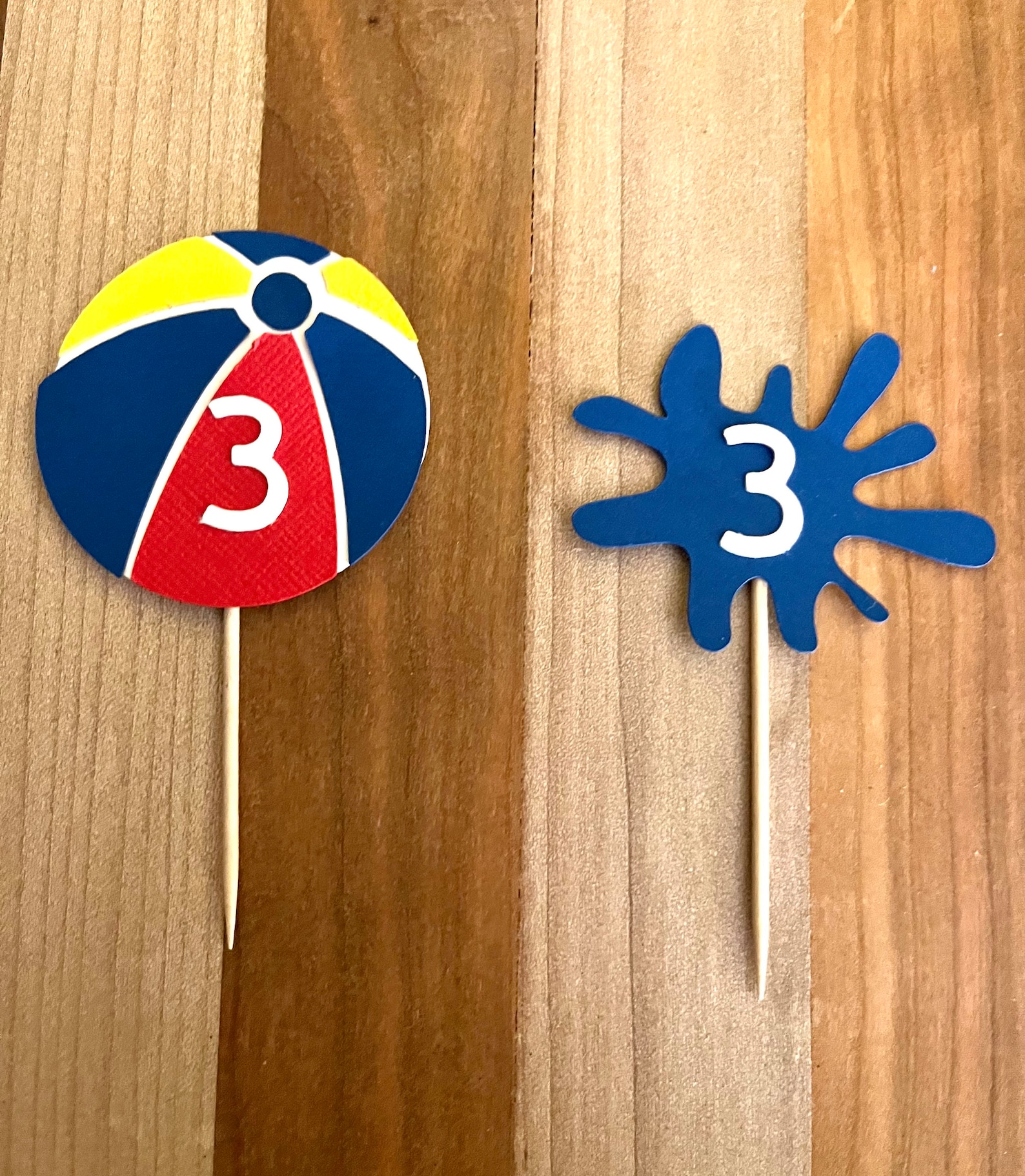 Pool Cupcake Toppers, Beach Ball Cupcake Toppers, Splash Cupcake ...