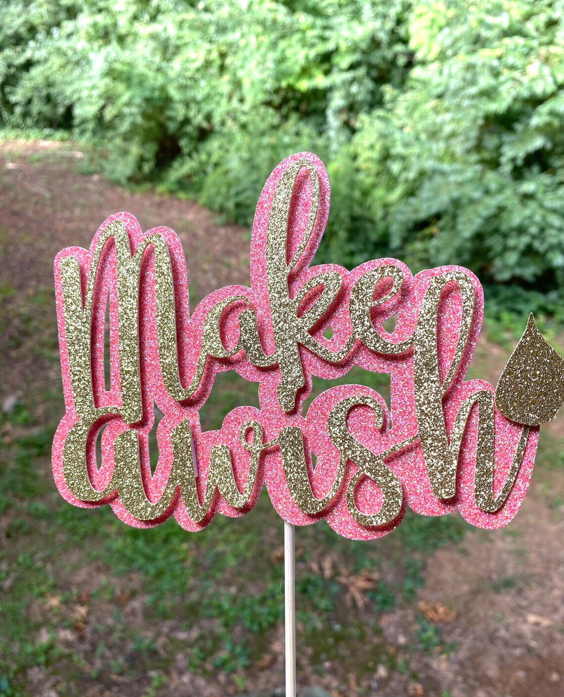Make a Wish Cake Topper, Happy Birthday Cake Topper, Glitter Cake ...