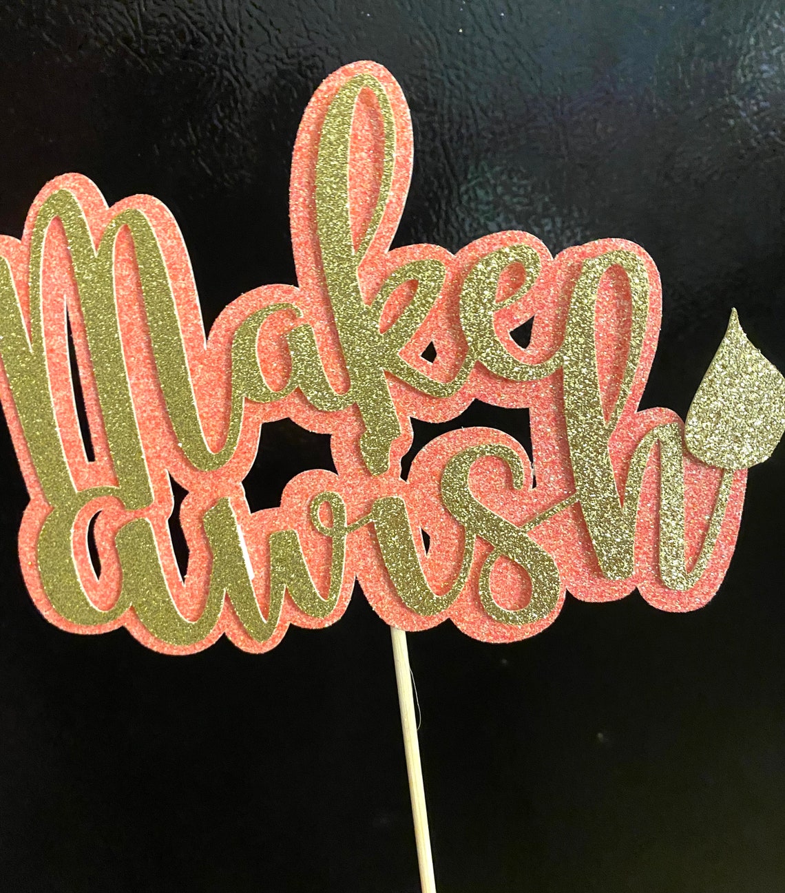 Make a Wish Cake Topper, Happy Birthday Cake Topper, Glitter Cake ...