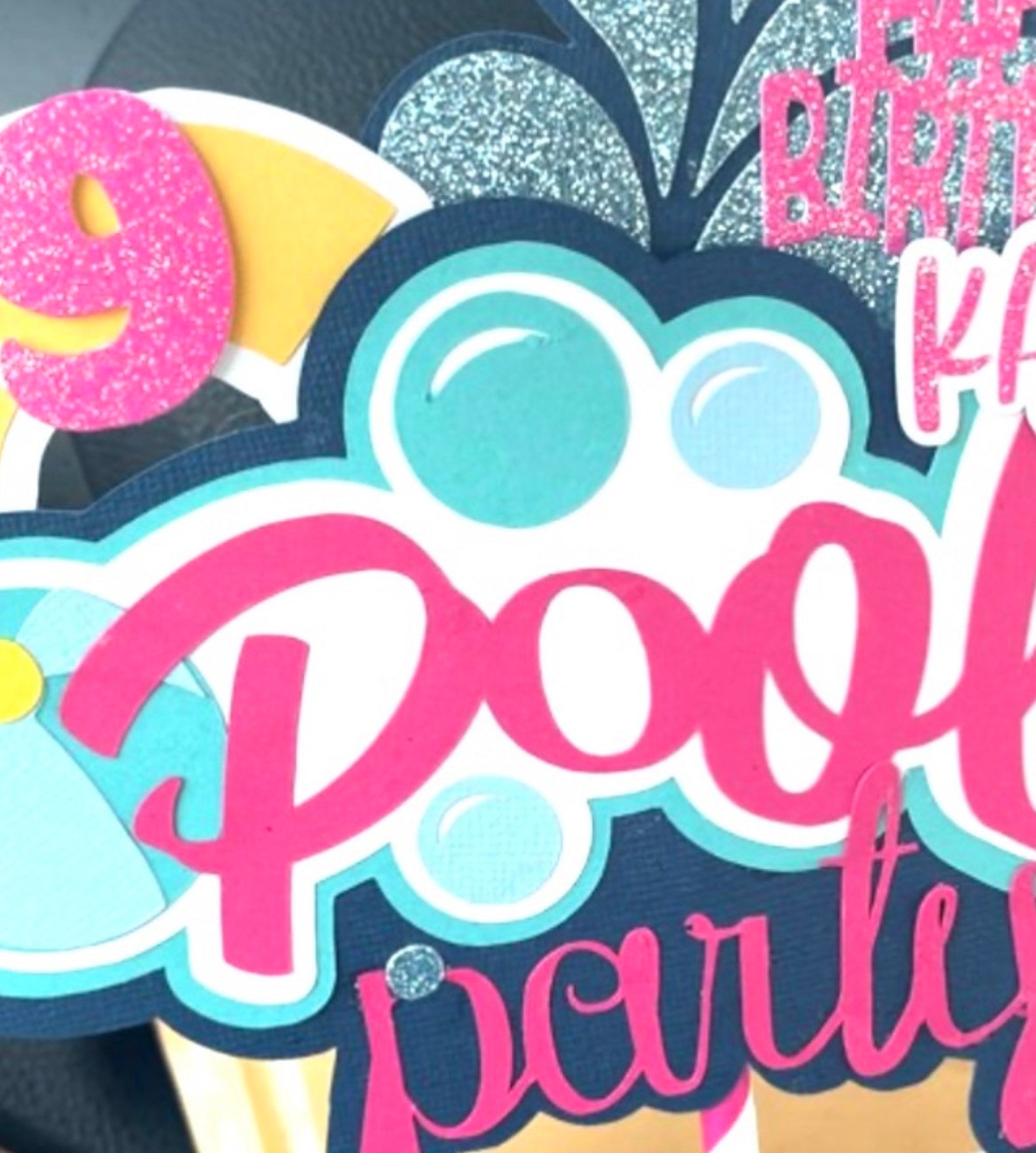 Pool Party Cake Topper With Number, Pool Party Decoration, Birthday ...