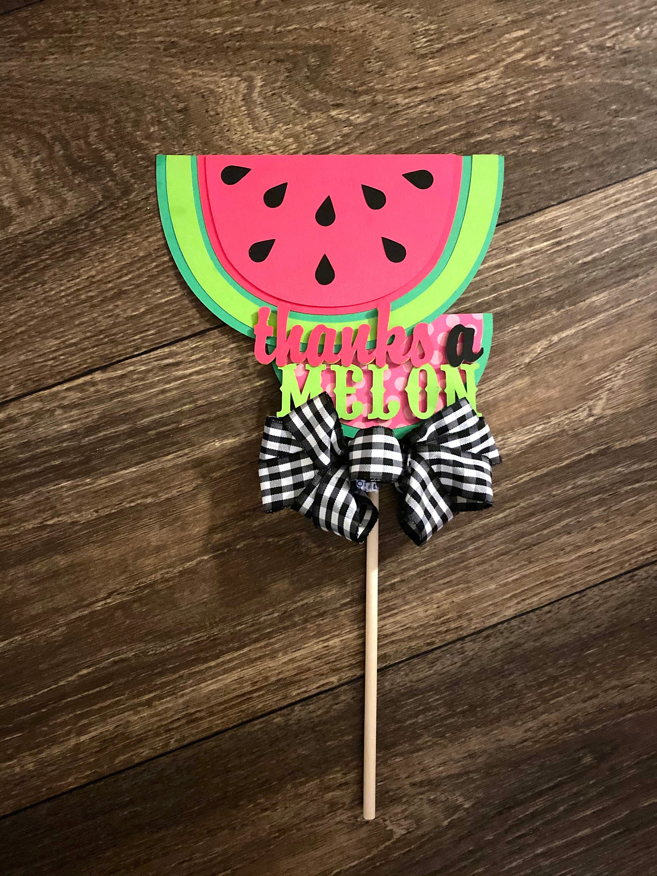 Topper de tarta de sandía, gracias un melón o uno en un melón. Topper ...