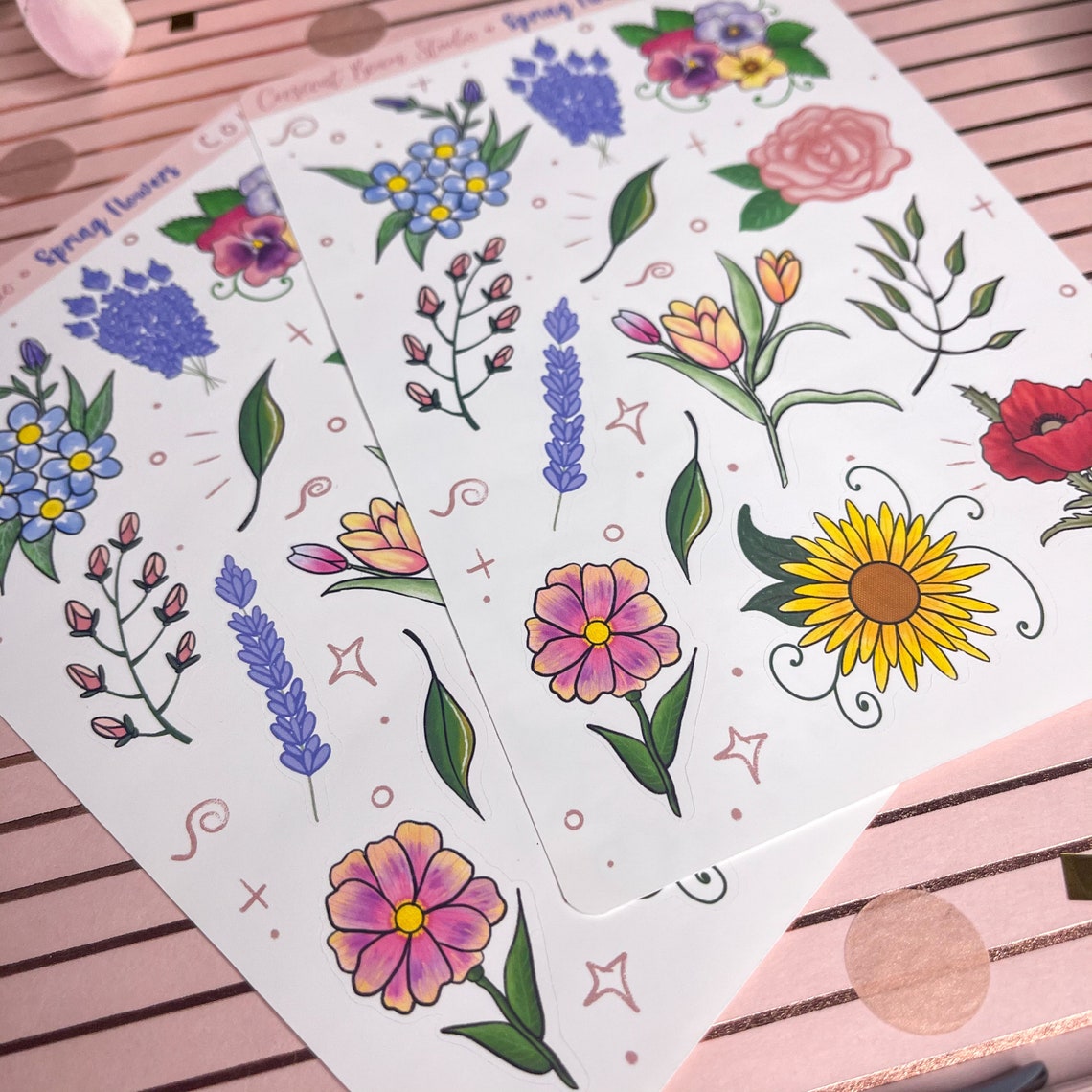Spring Flowers Sticker Sheet|flower Stickers|planner Stickers|journal ...
