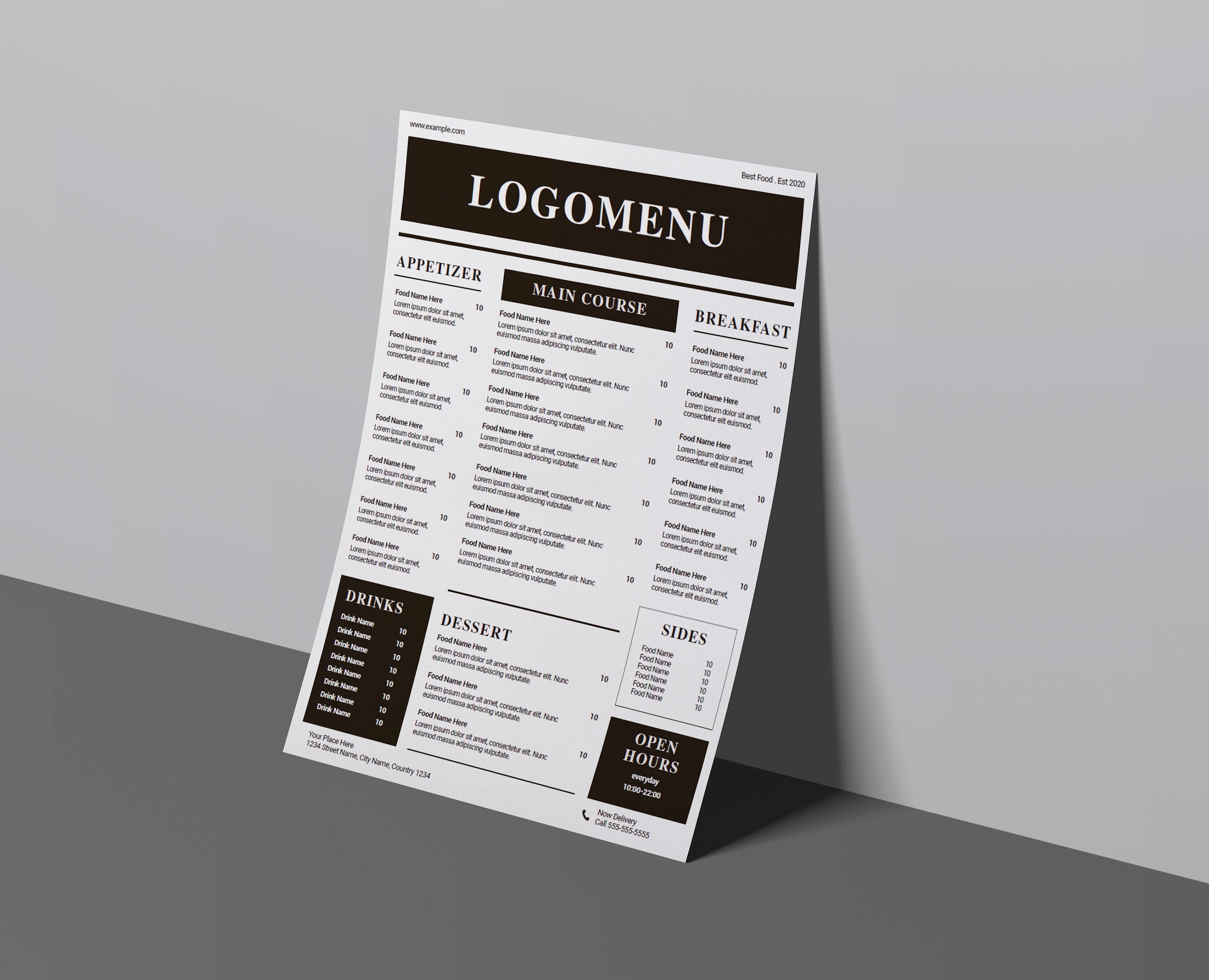 Modern Menu Template | Price List Templates | Bar Menu Template ...