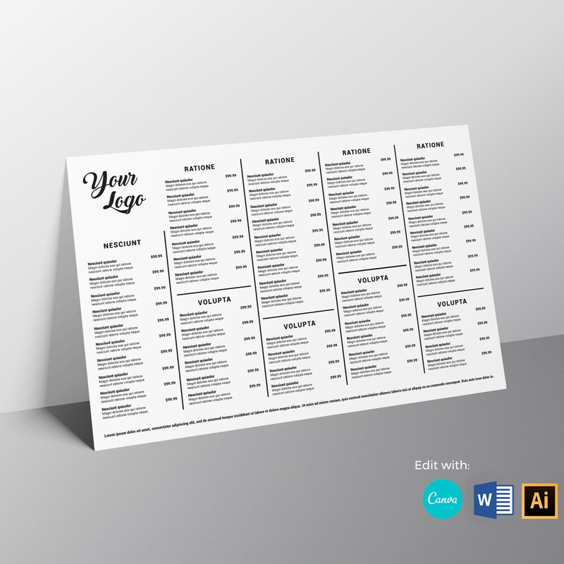 Menu Template Restaurant - Etsy
