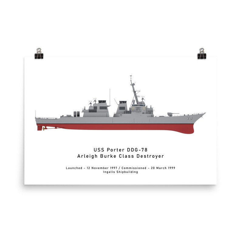 USS Porter DDG-78 Profile Renderwork, Arleigh Burke Class Destroyer ...