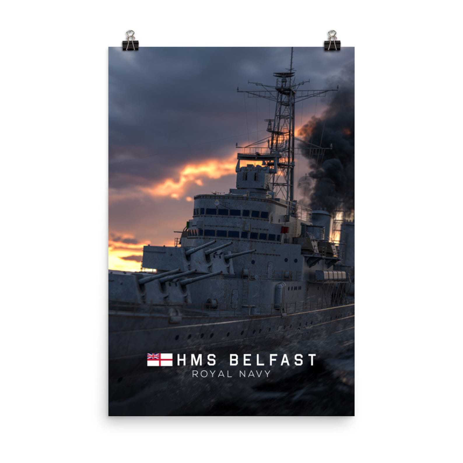 HMS Belfast Closeup Artwork Poster - Etsy