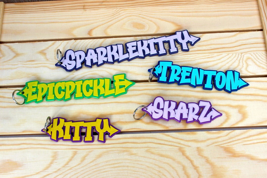 Graffiti-style Backpack Name Tag or Keychain - Personalized Custom ...