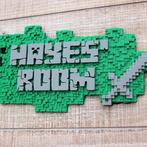 3D Door Sign Minecraft-inspired - Personalized Name Custom Kids Bedroom ...