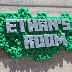 3D Door Sign Minecraft-inspired - Personalized Name Custom Kids Bedroom ...