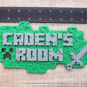 3D Door Sign Minecraft-inspired - Personalized Name Custom Kids Bedroom ...