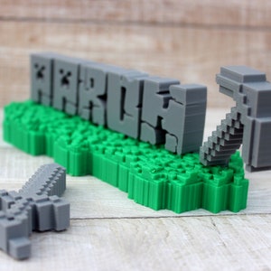 Minecraft 3D Desk Name Sign / Personalized Custom Shelf Sign With Sword ...