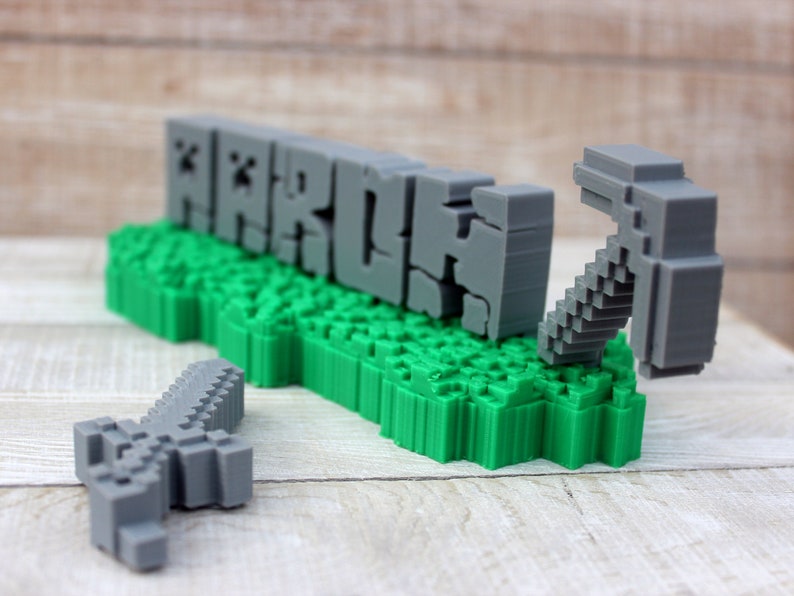 Minecraft 3D Desk Name Sign / Personalized Custom Shelf Sign With Sword ...