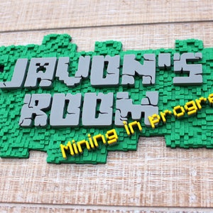 3D Door Sign Minecraft-inspired - Personalized Name Custom Kids Bedroom ...