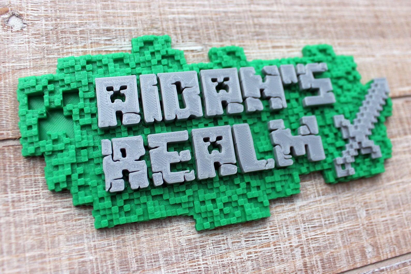 3D door sign Minecraft-inspired personalized custom kids | Etsy