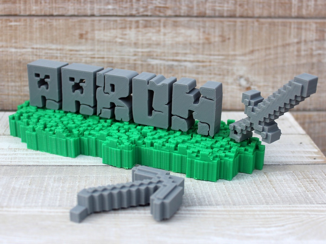 Minecraft 3D Desk Name Sign / Personalized Custom Shelf Sign With Sword ...