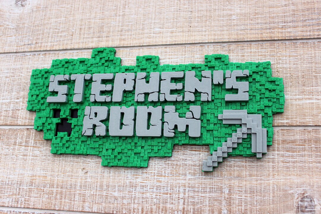 Minecraft Pickaxe 3D Door Sign - Personalized Name Custom Kids Bedroom ...