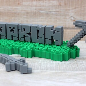 Minecraft 3D Desk Name Sign / Personalized Custom Shelf Sign With Sword ...