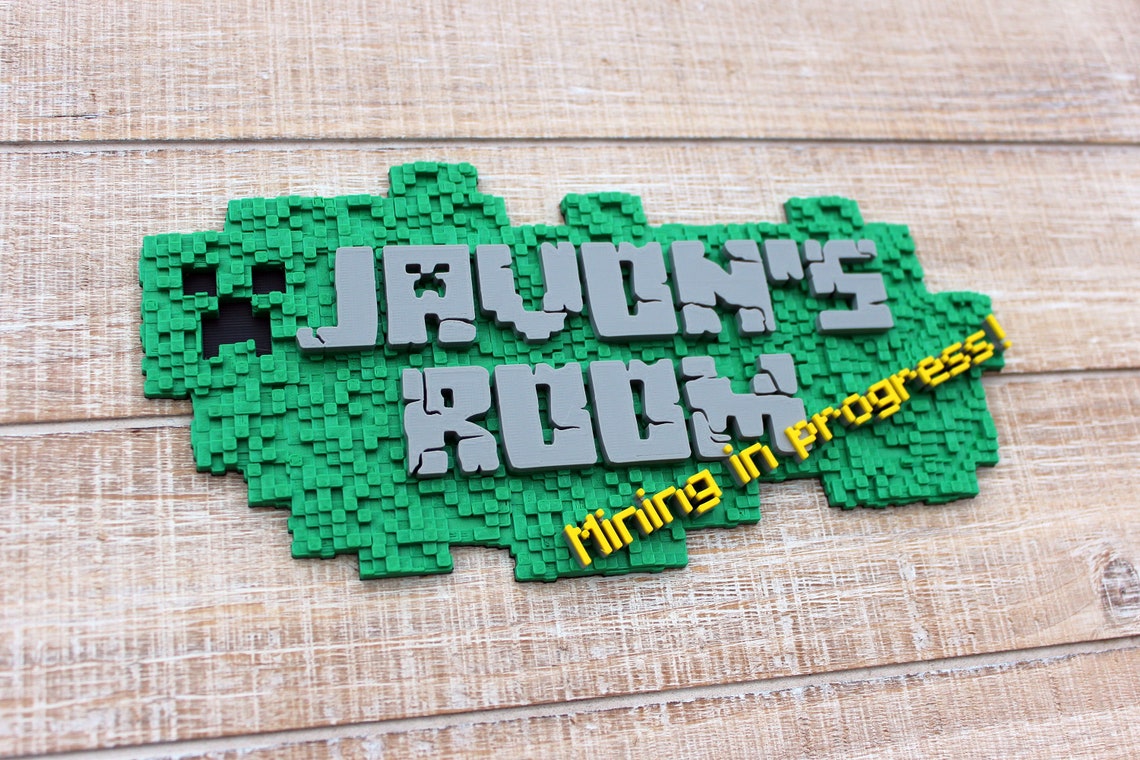 Minecraft Pickaxe 3D Door Sign Personalized Name Custom Kids - Etsy