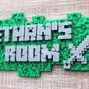 3D Door Sign Minecraft-inspired - Personalized Name Custom Kids Bedroom ...