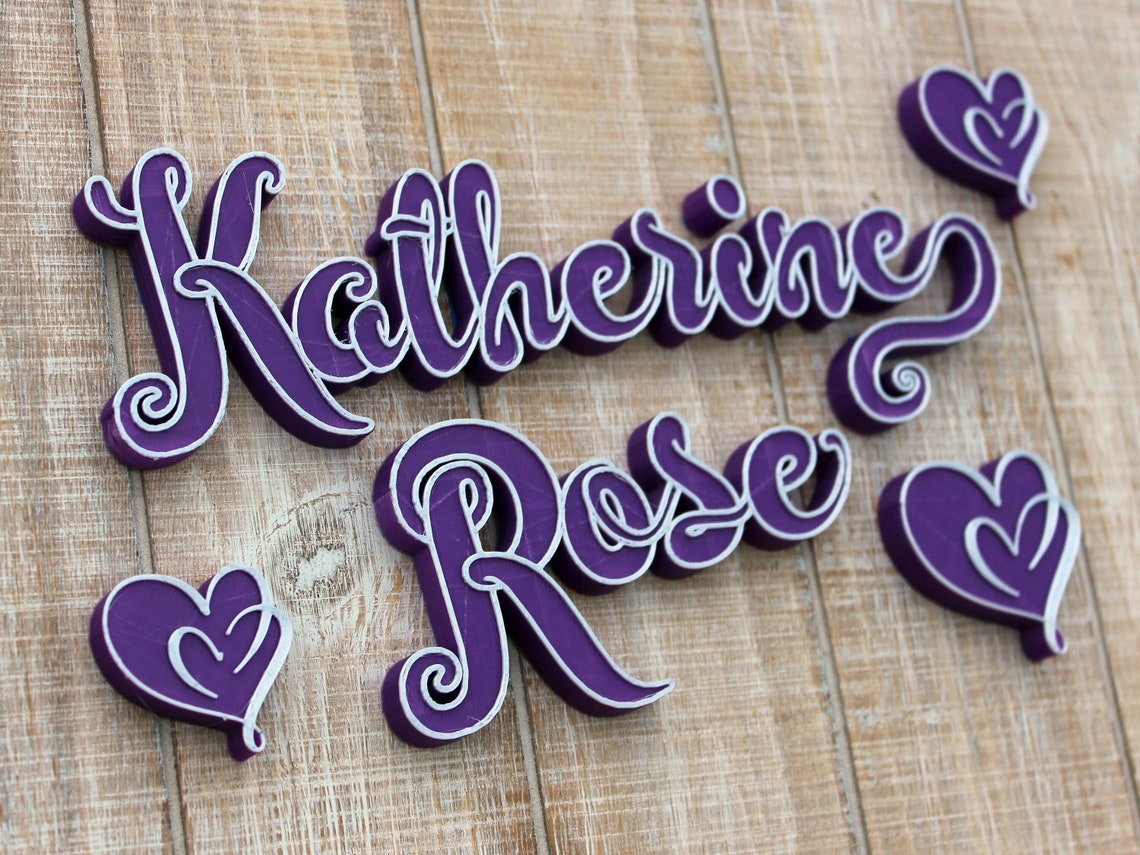 Girly door sign dual color 3D printed script wall decor with | Etsy