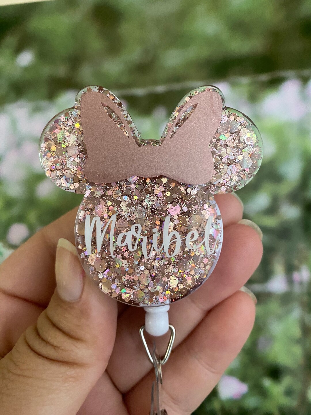 Rose Gold Girl Mouse Badge Reel - Etsy