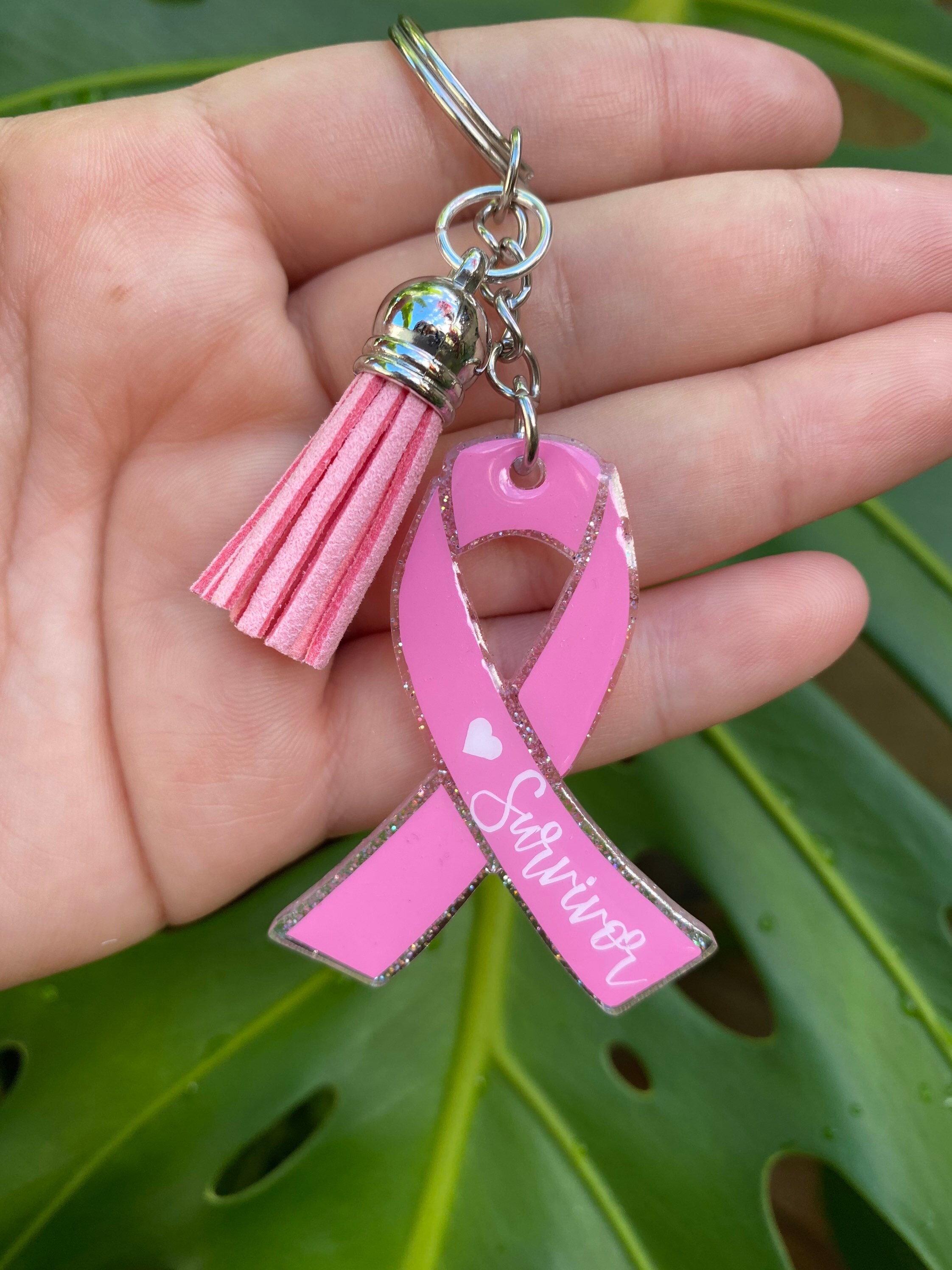 Breast Cancer Ribbon Inspired Keychain - Etsy